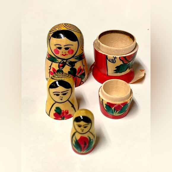 Art | Vintage Soviet Era Russian Miniature Set Of 3 Female Matryoshka ...